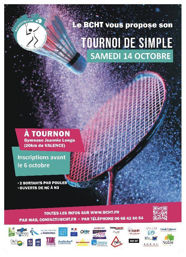 4ème tournoi de simples du BCHT | Valence Badminton